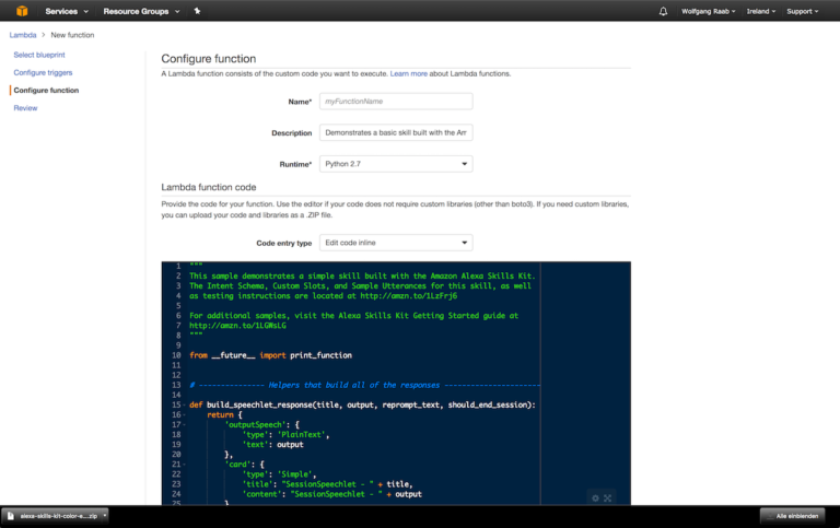 Erstellen eines Alexa Skill mit Python und AWS Lambda - webnist.de